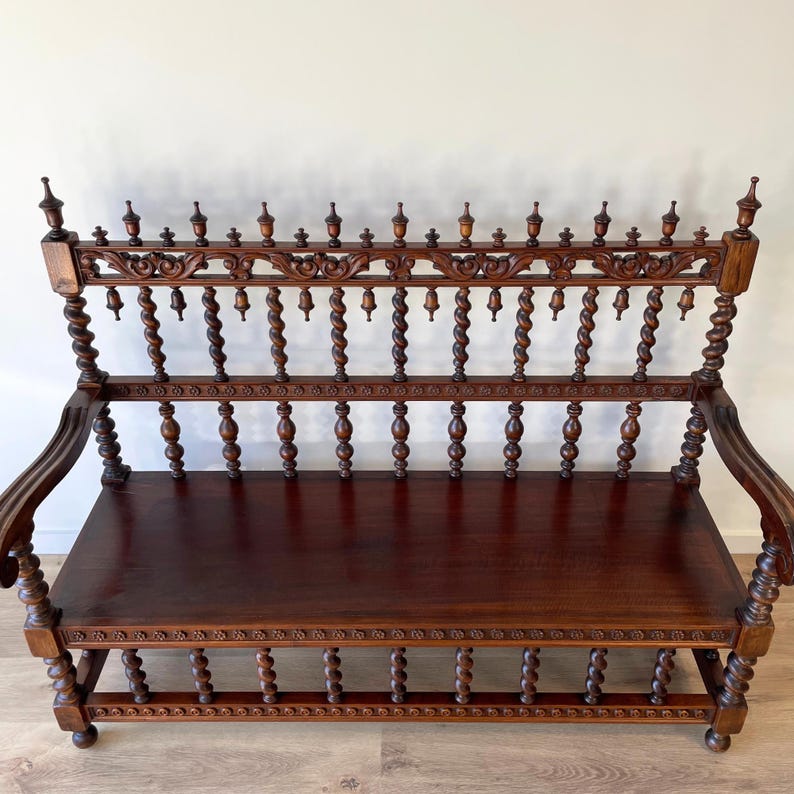 19th Century Walnut Barley-twist Bench - Etsy