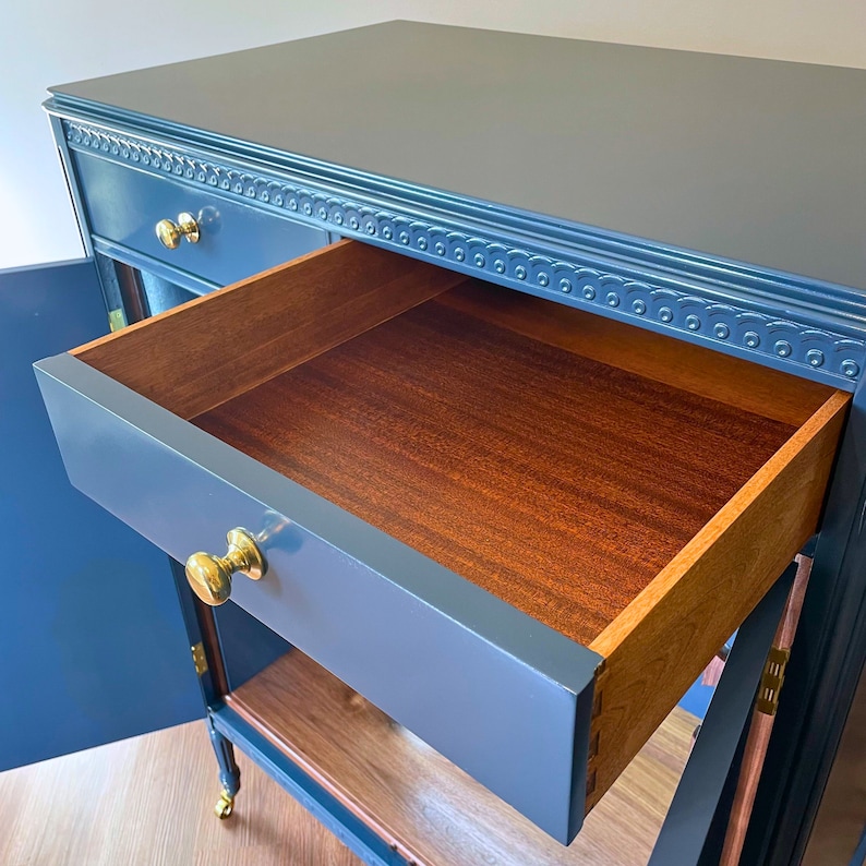 SOLD! Gloss Lacquer Navy Bar Cabinet - Etsy