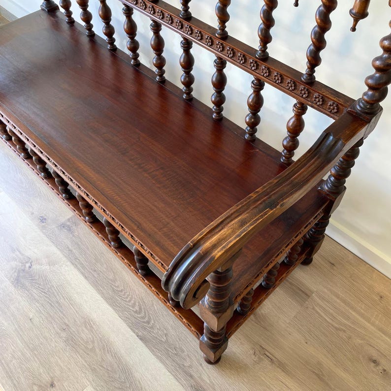 19th Century Walnut Barley-twist Bench - Etsy