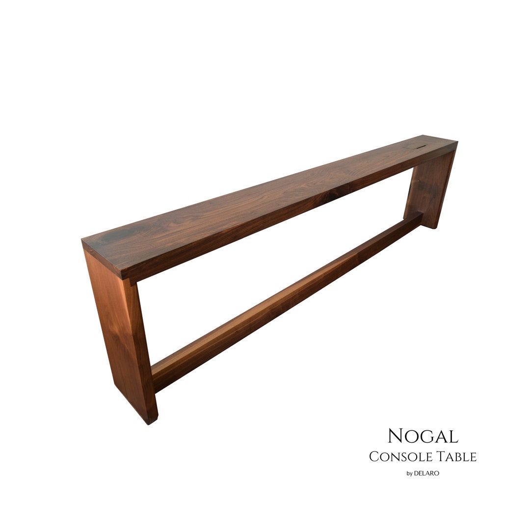 Modern Walnut Console Table With Recessed Power Outlet - Etsy