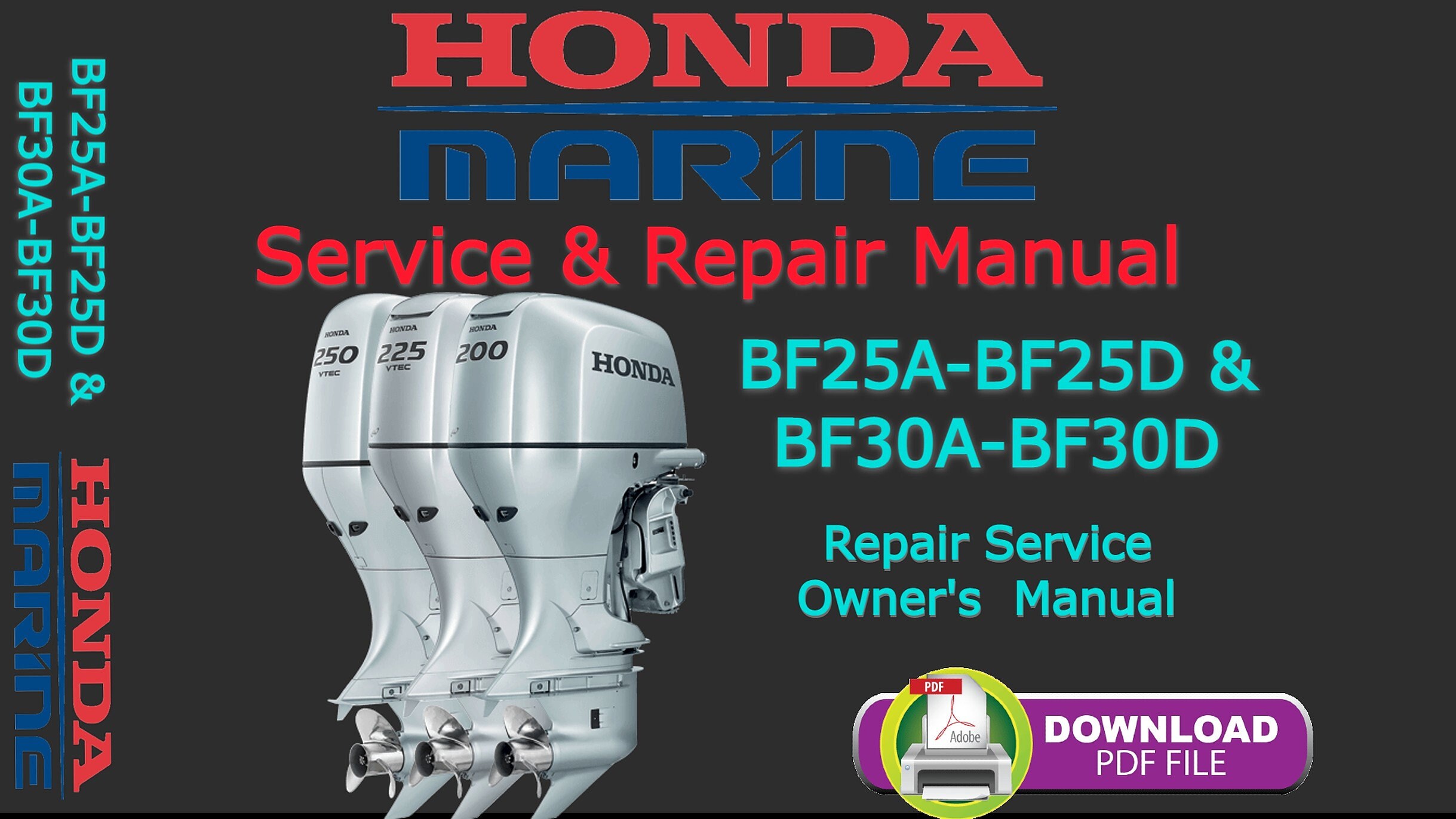 Honda Service Manual BF25A BF25D BF30A BF30D Owner Manual - Etsy Australia