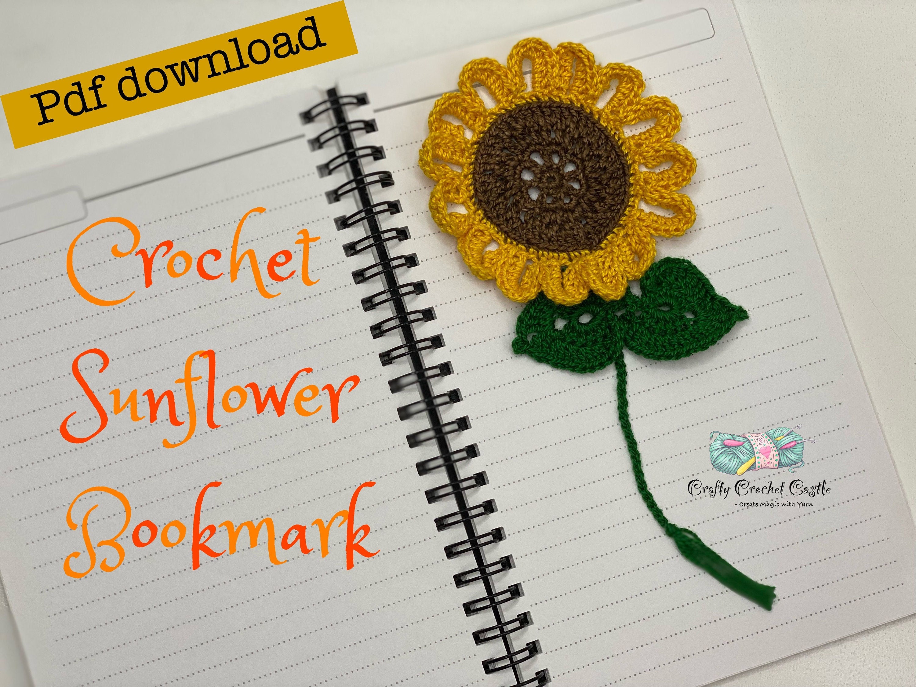 Crochet Sunflower Bookmark, PDF PATTERN ONLY, English - Etsy