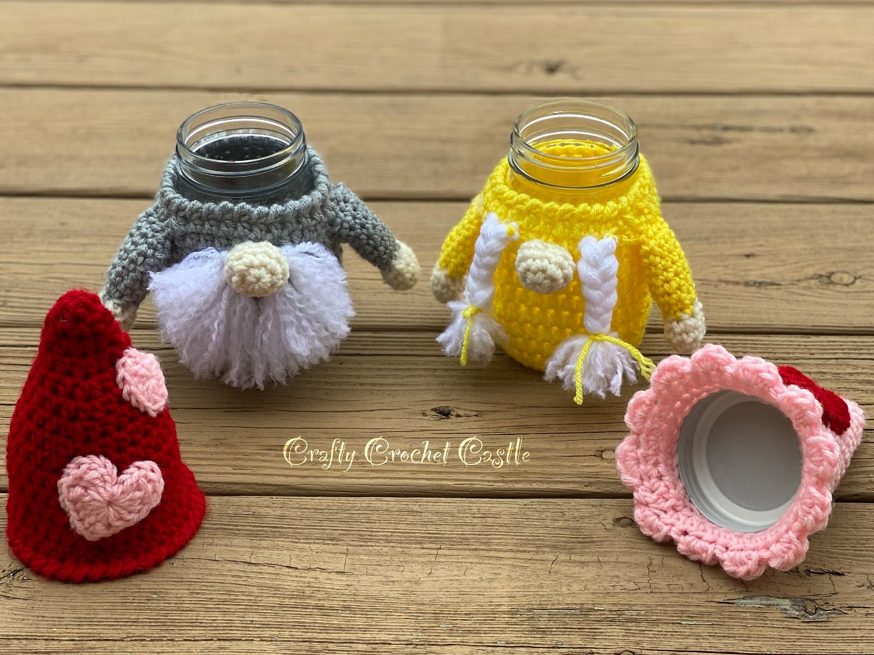 Crochet Valentine Gnome Mason Jar Cozy, PDF PATTERN ONLY, English - Etsy