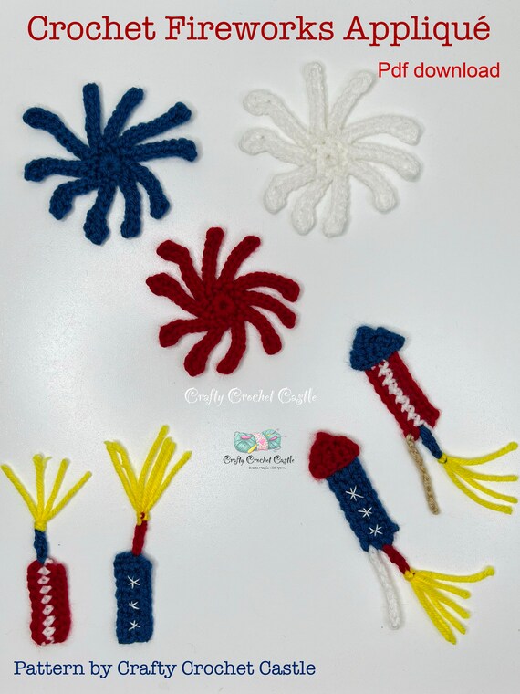 Crochet Fireworks Applique PDF PATTERN ONLY English | Etsy
