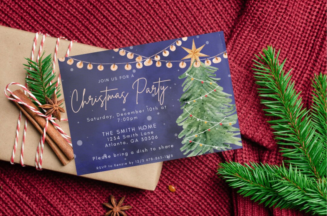 Christmas Party Invitation Template - Etsy