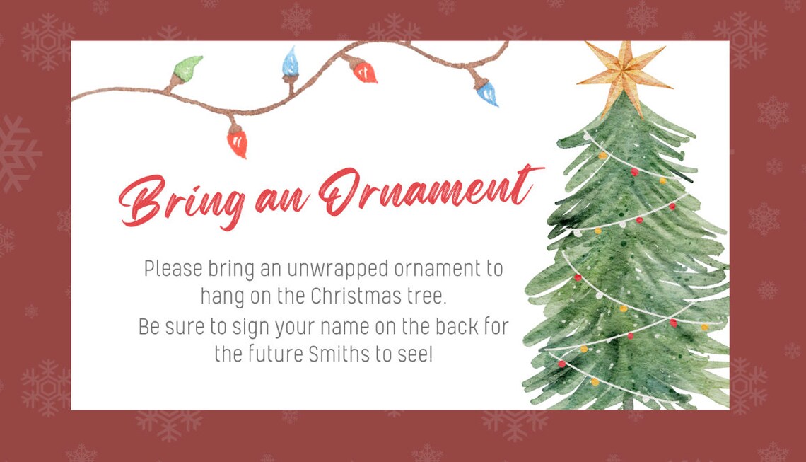 Bring an Ornament Insert Card Template - Etsy