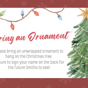 Bring an Ornament Insert Card Template - Etsy