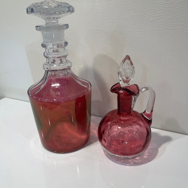 Antique Cranberry Glass Decanter - Etsy