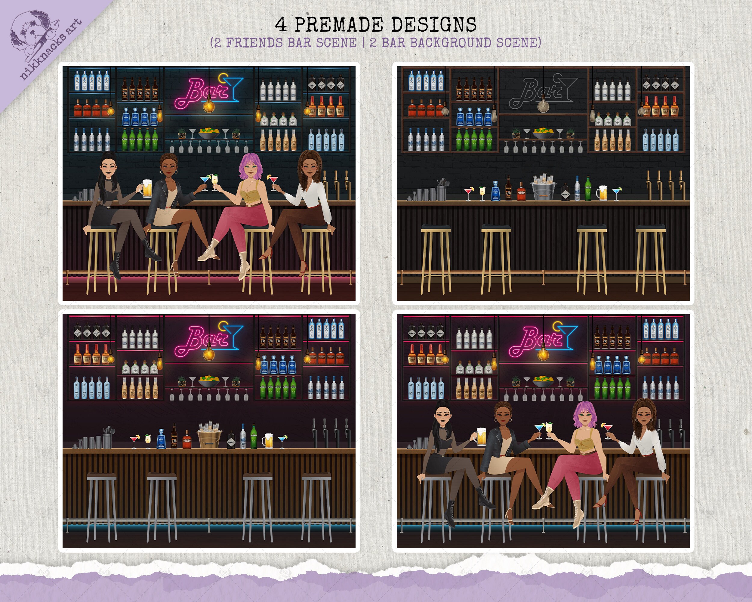Bar Scene, Bar Illustration, Bar Clipart, Bar Background, Cocktail Bar ...