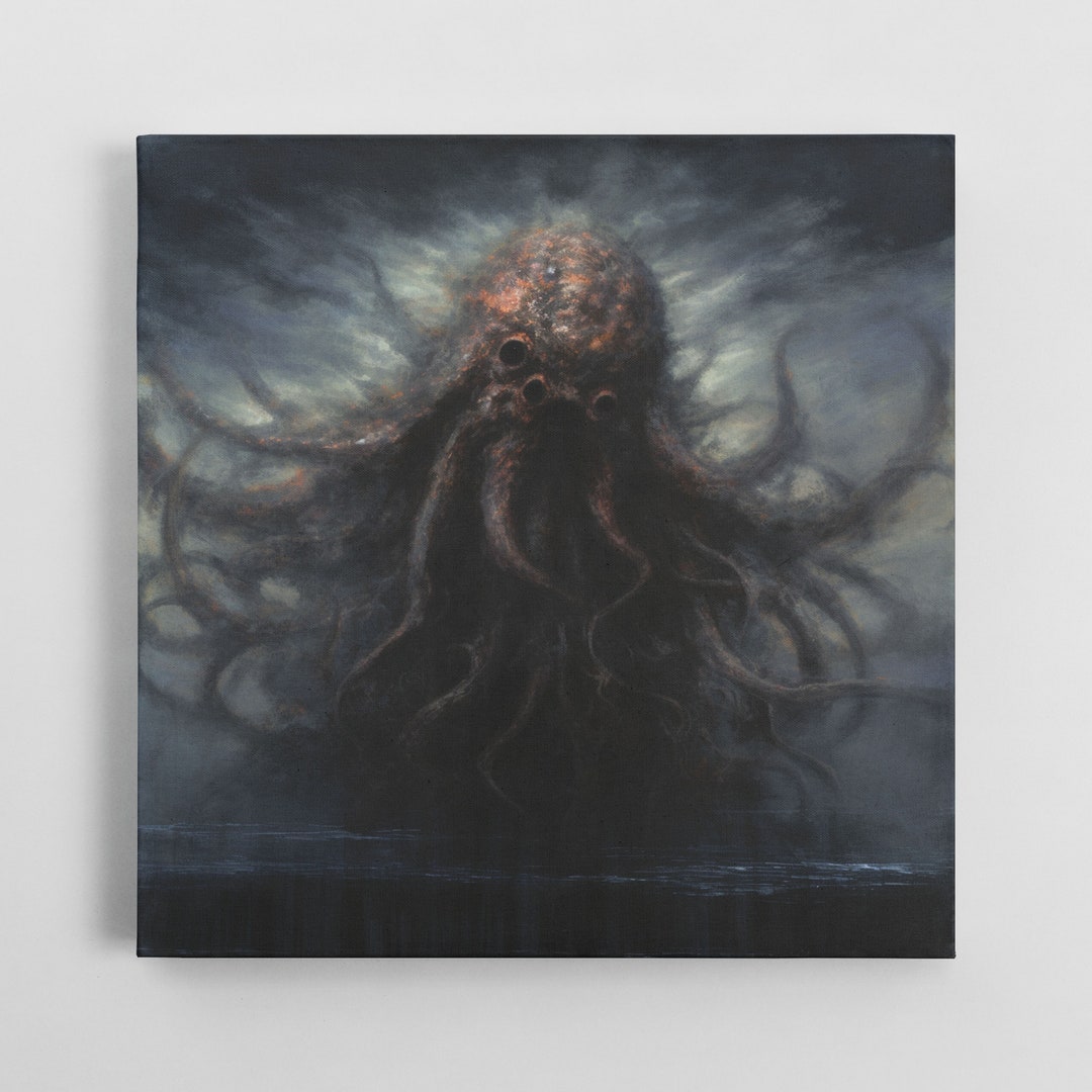 Lovecraftian Painting "cthulhu's Ascent" / Canvas Print / Dark Academia ...