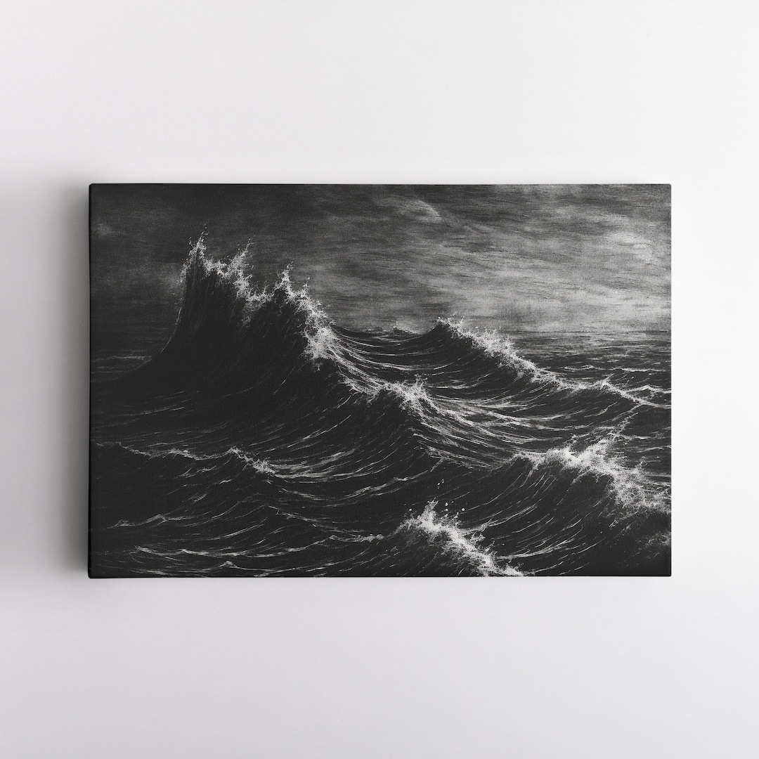 Dark Art Painting "black Tides" / Canvas Print / Dark Academia Decor ...