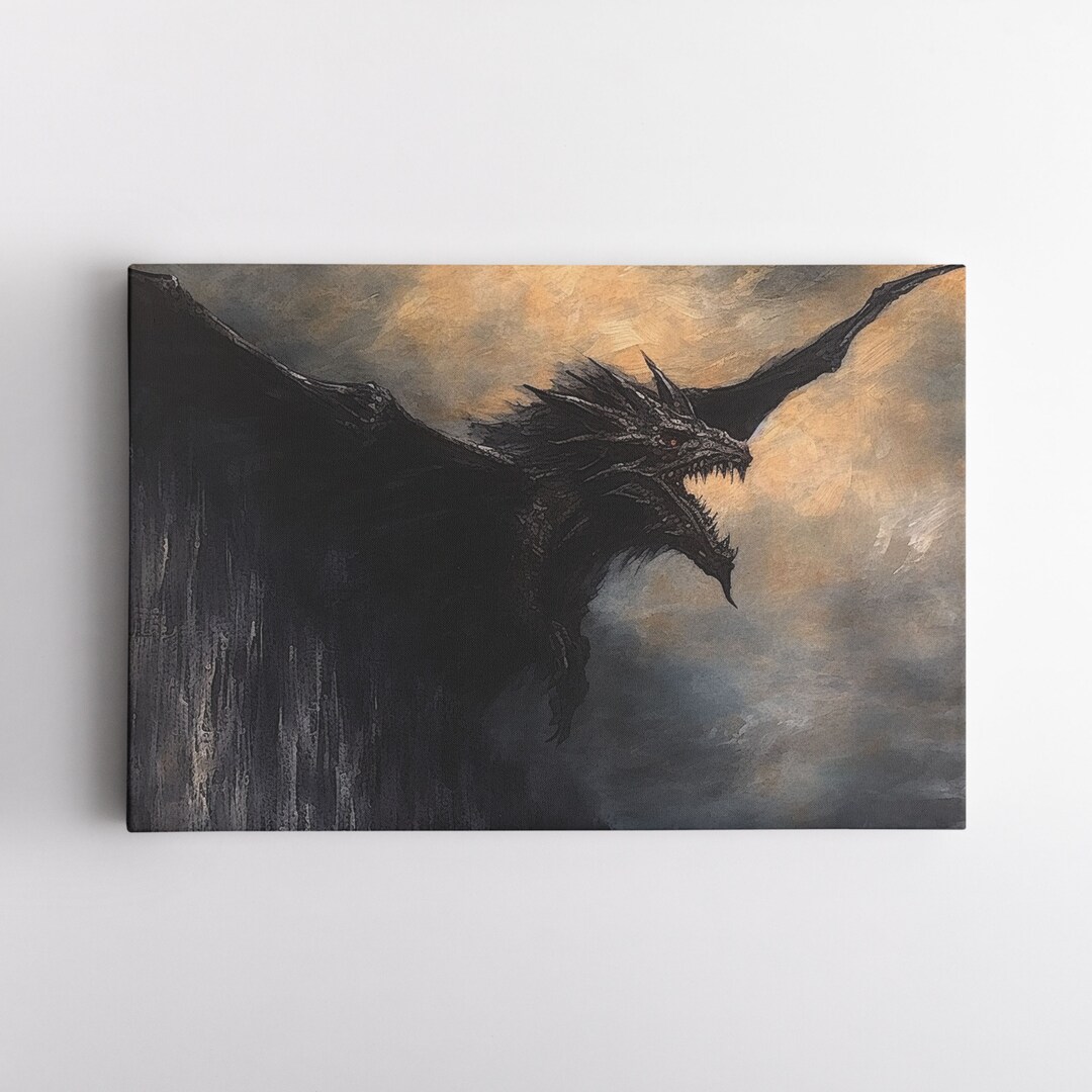 Obscure Painting shadow Wyrm / Canvas Print / Dark Academia Decor ...