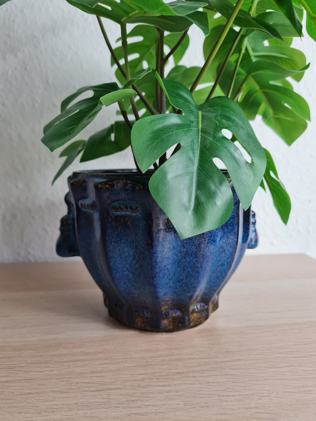 Vintage Blue Glazed Planter - Most Likely West Germany Flower Pot ...