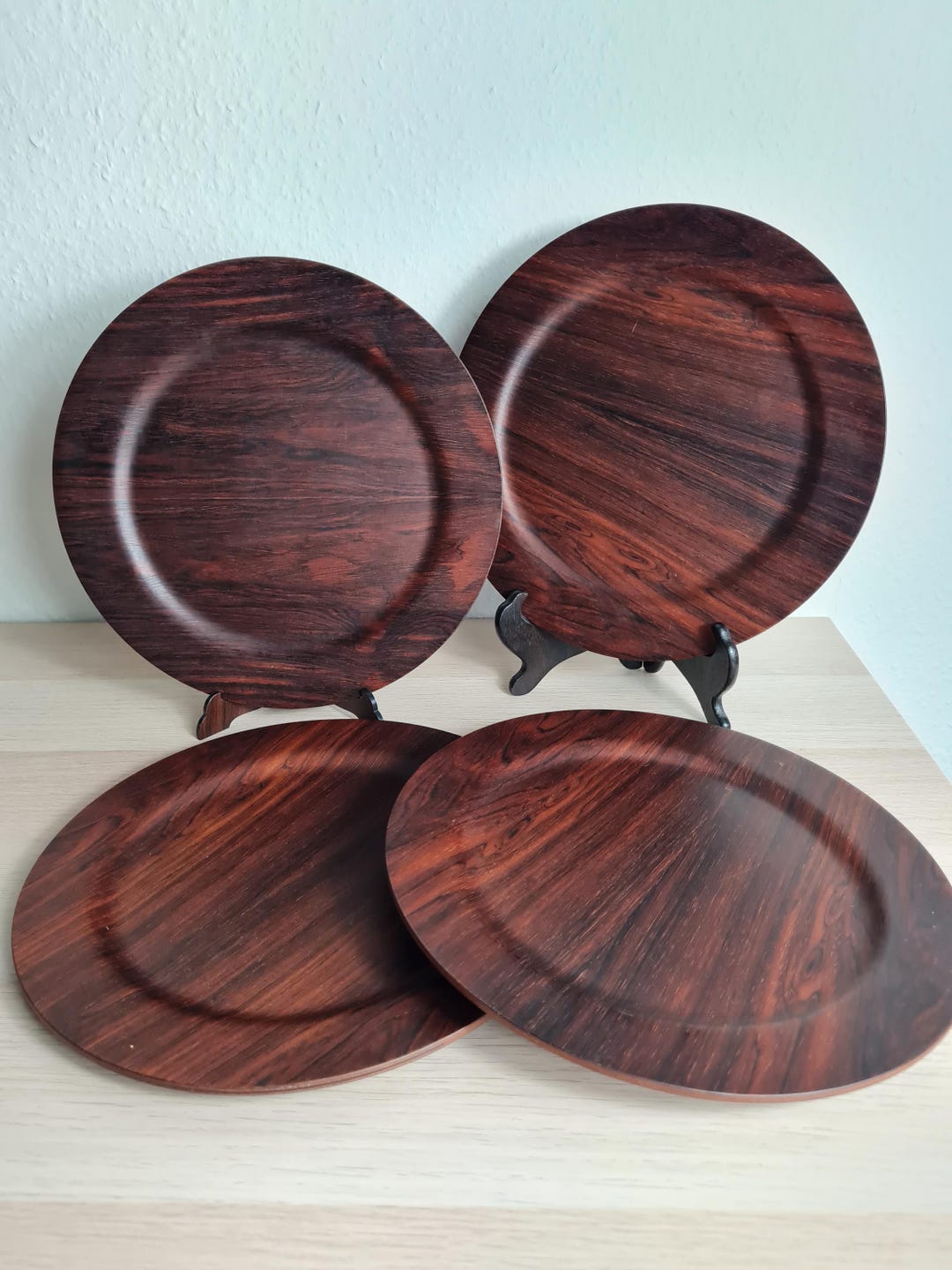 Danish Rosewood Charger Plates Set of 4 Charger Plates Mid Century ...