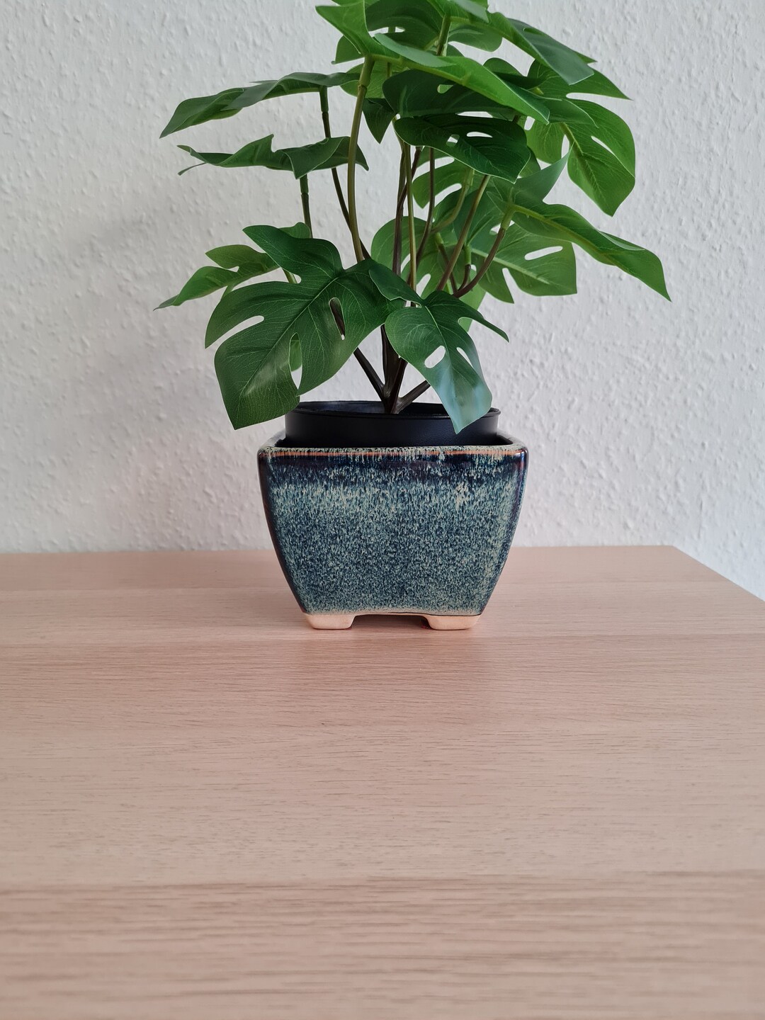 Square Ceramic Planter - Vintage Pottery - Vintage Blue Flower Pot ...