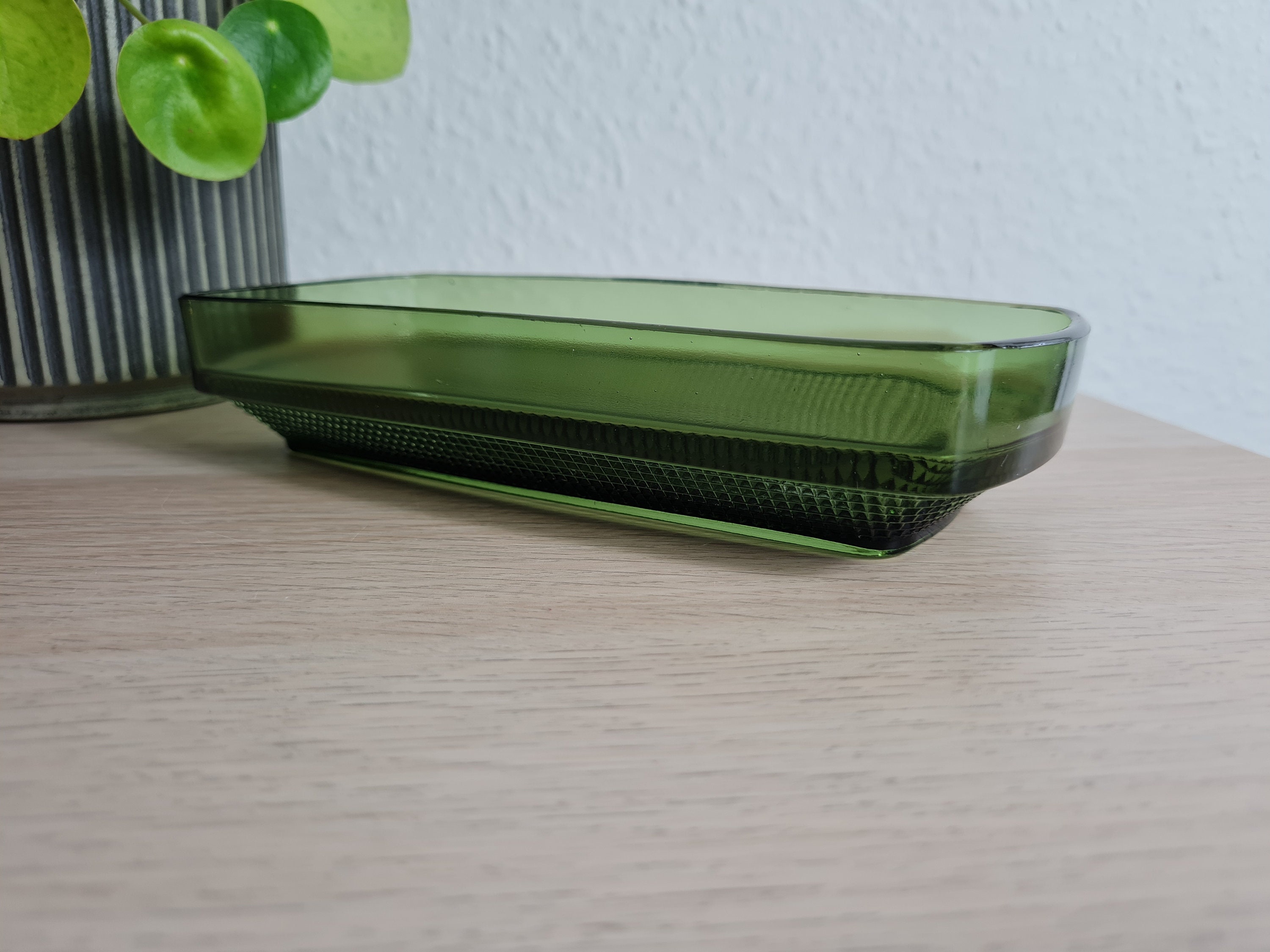 Vintage Green Glass Dish Square Glass Tray Pressed Glass - Etsy