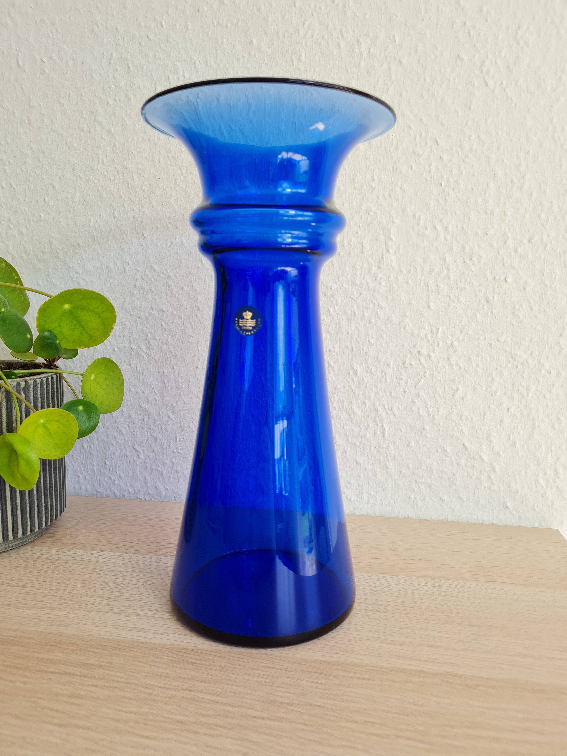Royal Copenhagen / Holmegaard Blue Glass Vase Vintage Glass Vase Large ...