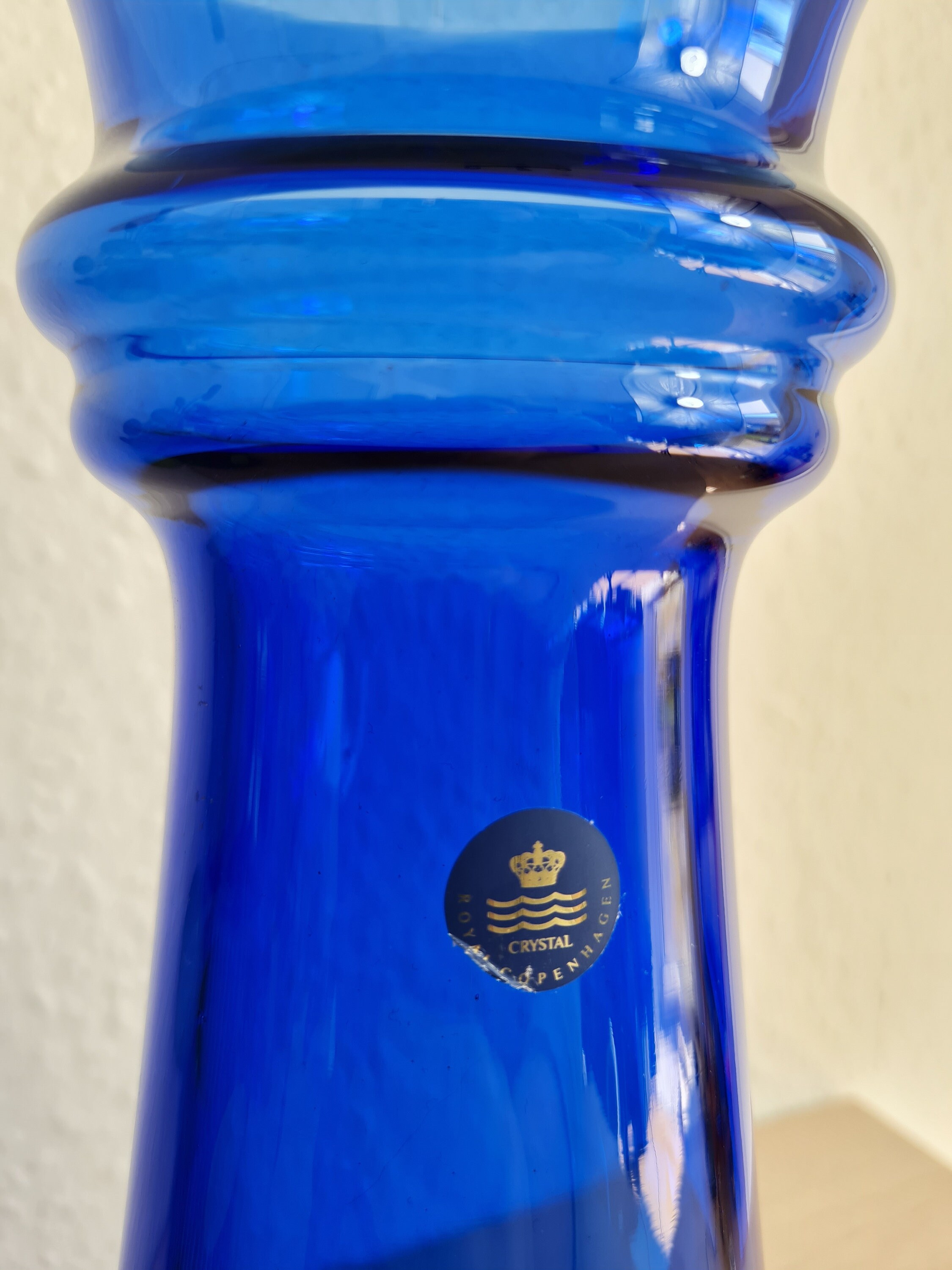 Royal Copenhagen / Holmegaard Blue Glass Vase Vintage Glass Vase Large ...