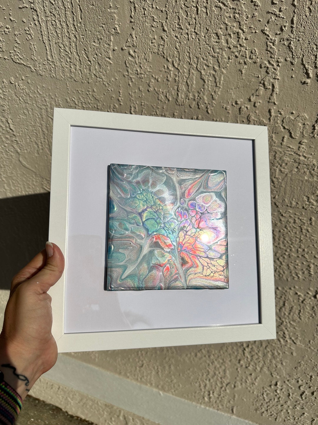 Unique Fluid Art Acrylic Tile With Frame - Etsy