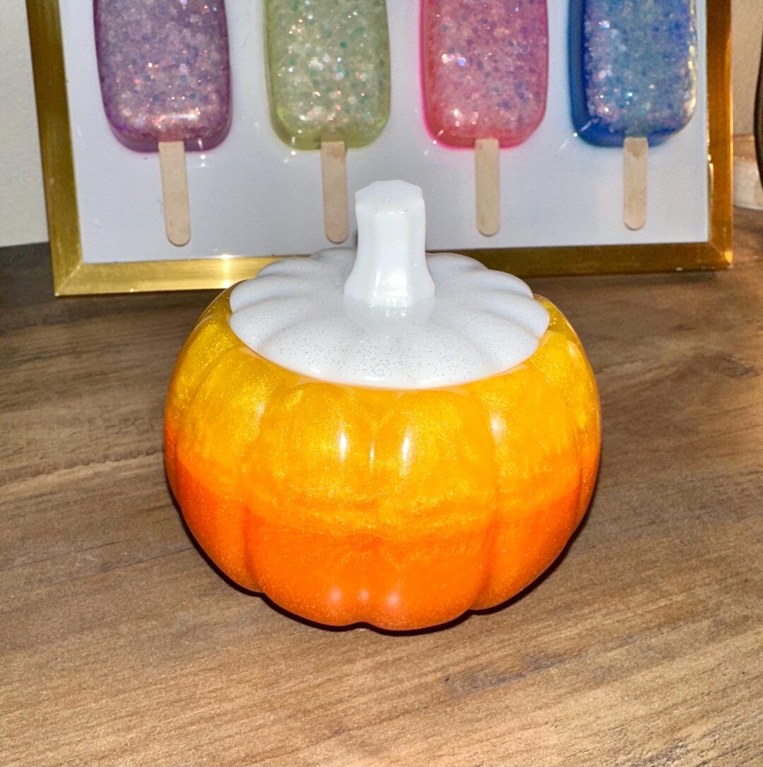 Resin Candy Corn Colored Pumpkin Container | Stash Jar | Fall Decor - Etsy
