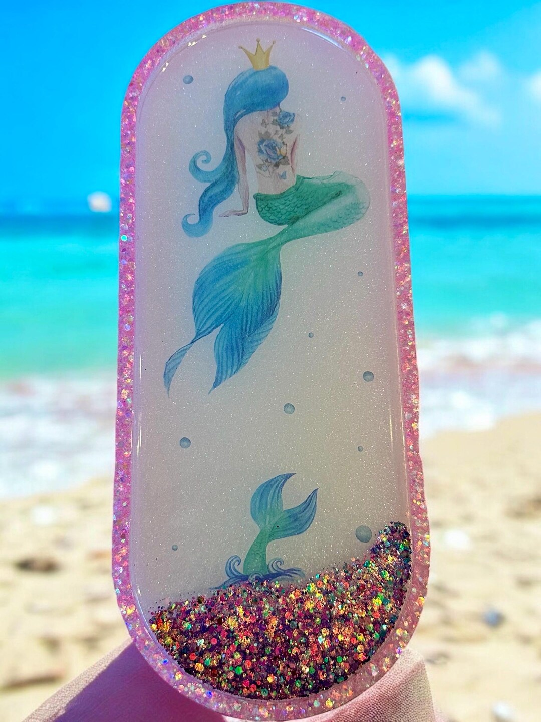 Large Mermaid Ocean Glitter Resin Epoxy Tray - Etsy