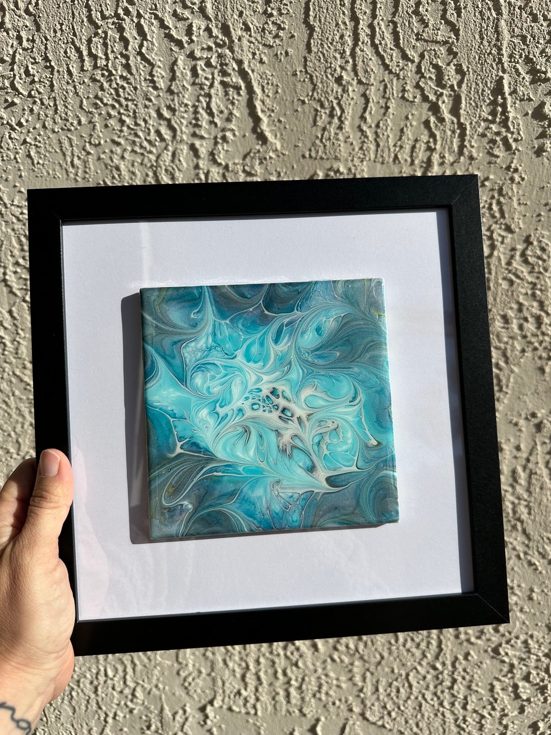 Unique Fluid Art Acrylic Tile With Frame - Etsy