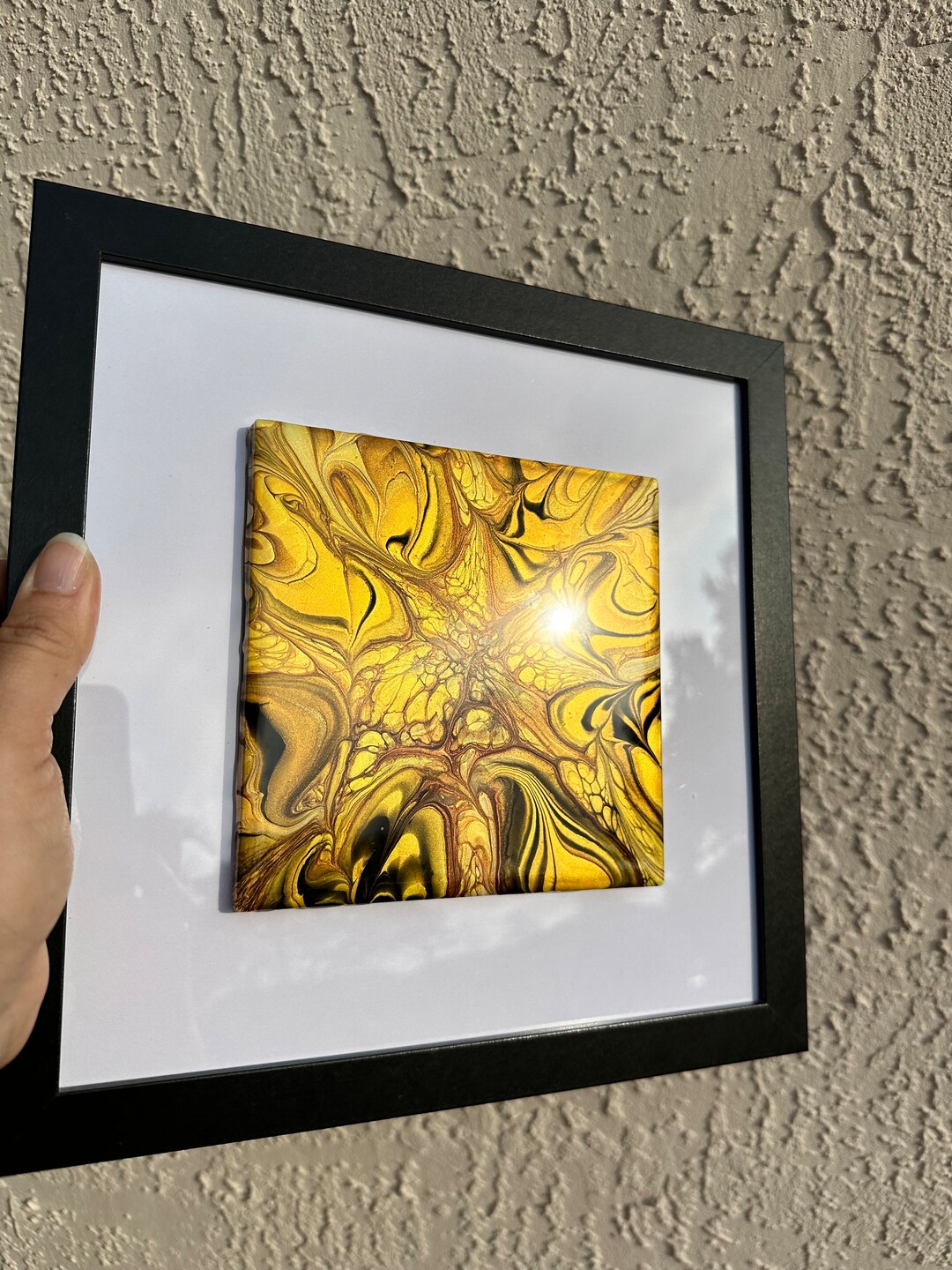 Unique Fluid Art Acrylic Tile With Frame - Etsy