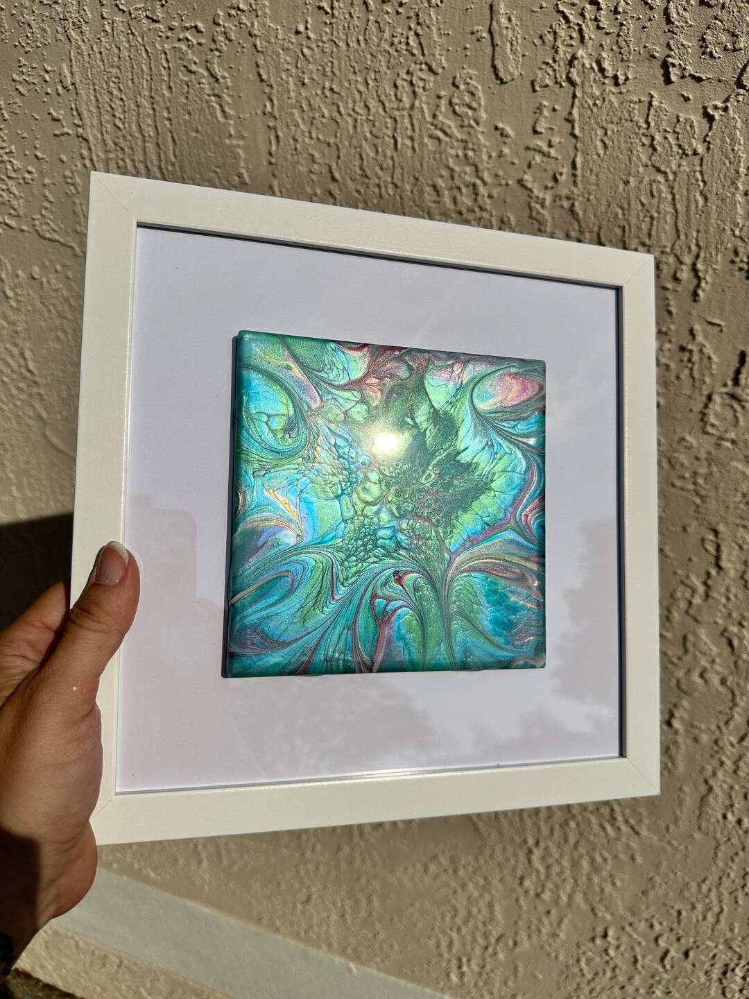 Unique Fluid Art Acrylic Tile With Frame - Etsy