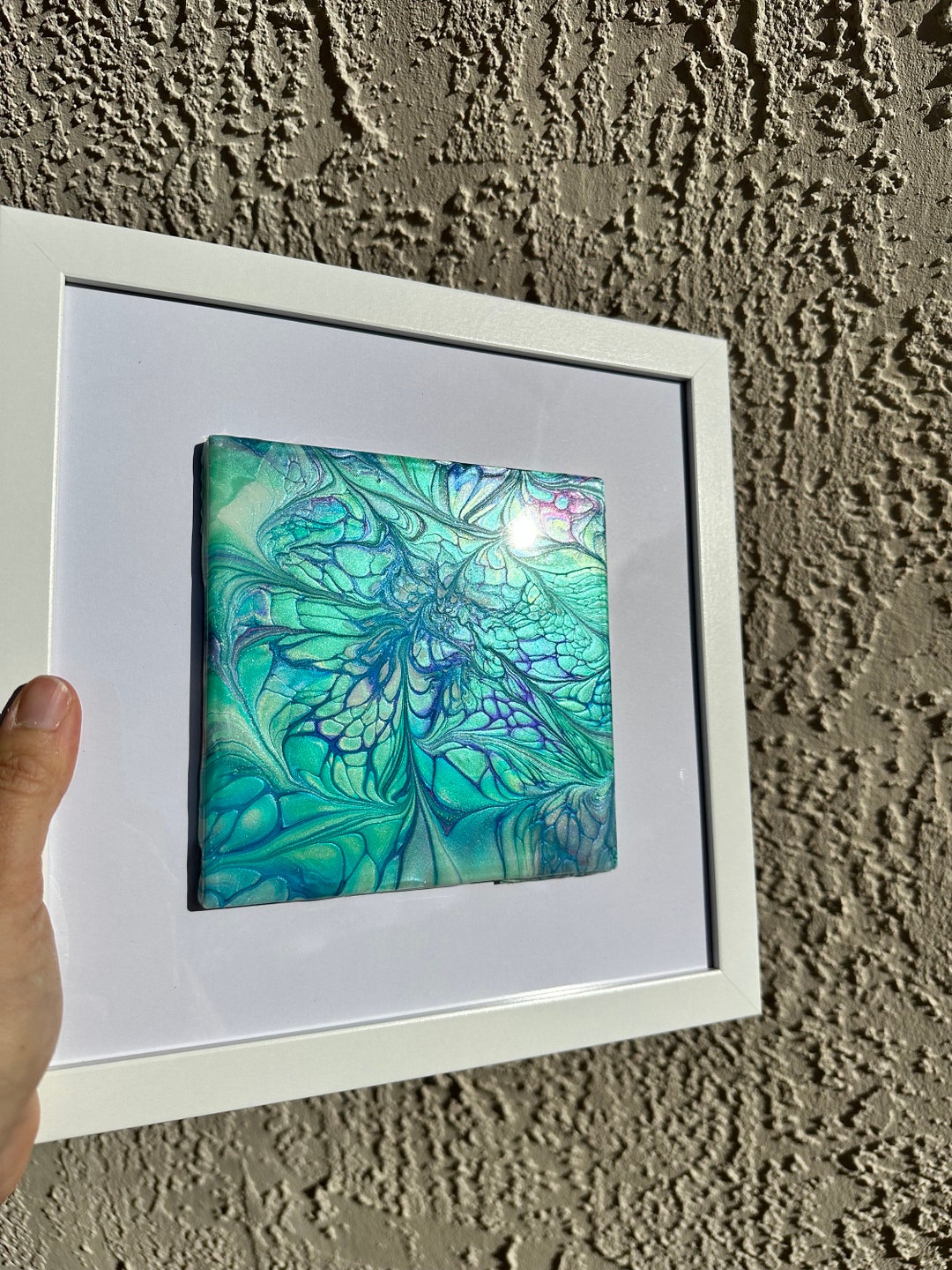 Unique Fluid Art Acrylic Tile With Frame - Etsy