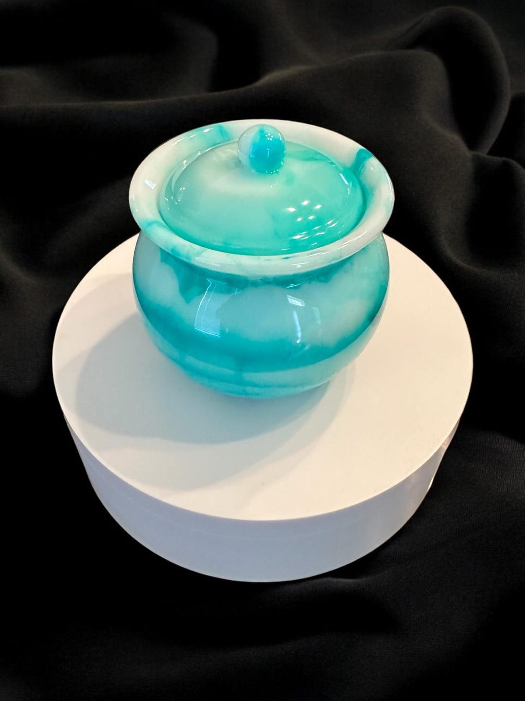 Elegant Resin Epoxy Teal and White Jar Container - Etsy