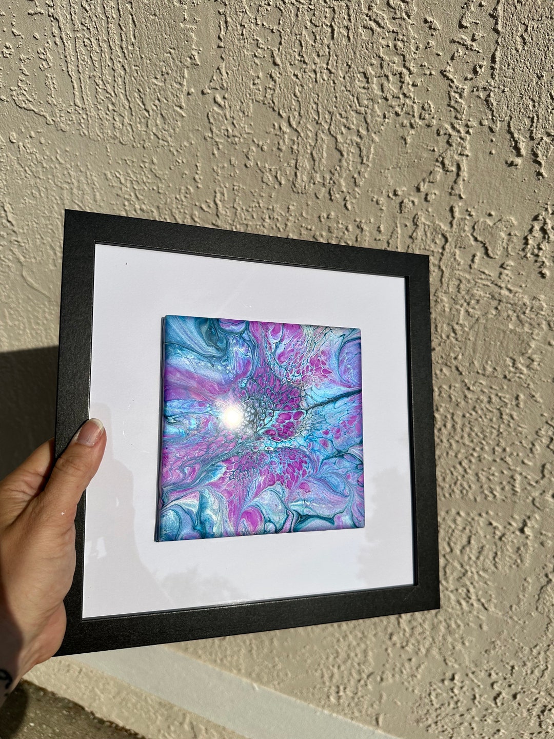 Unique Fluid Art Acrylic Tile With Frame - Etsy