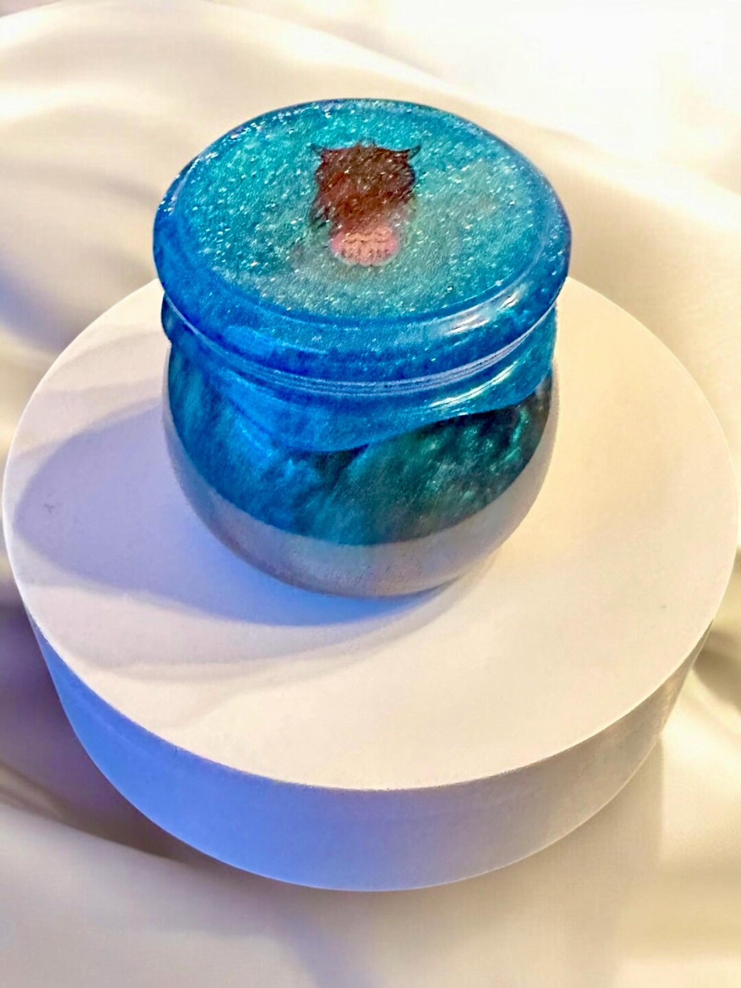 Beautiful Owl Resin Epoxy Jar Blue Green - Etsy