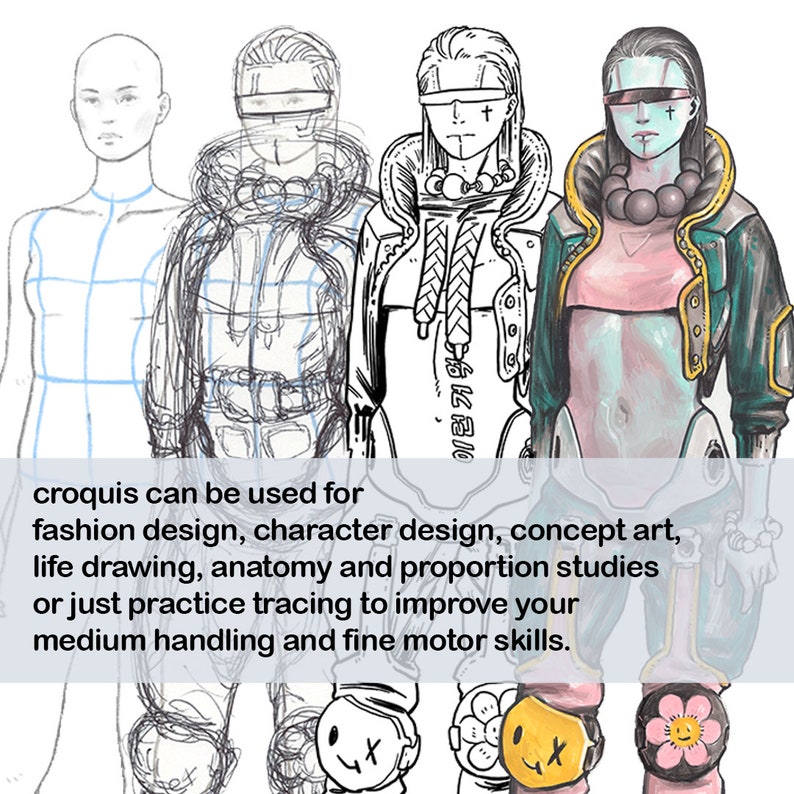 Front to Back Pose 001 Template Croquis Body for Fashion Design ...