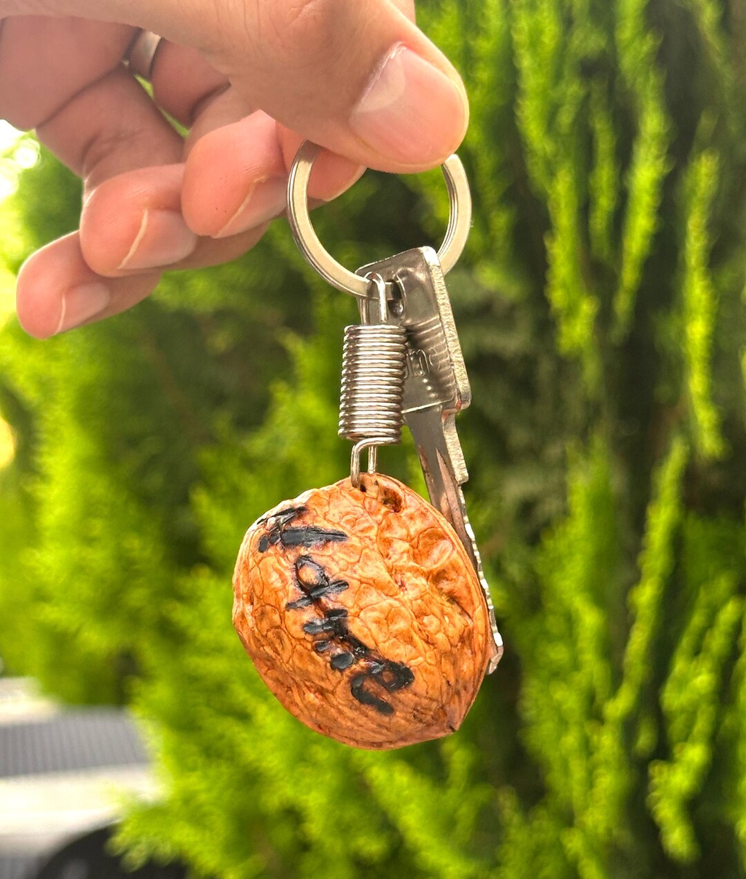Personalized Hand-burned Coconut Keychain: Rustic Eco-friendly Keyring ...