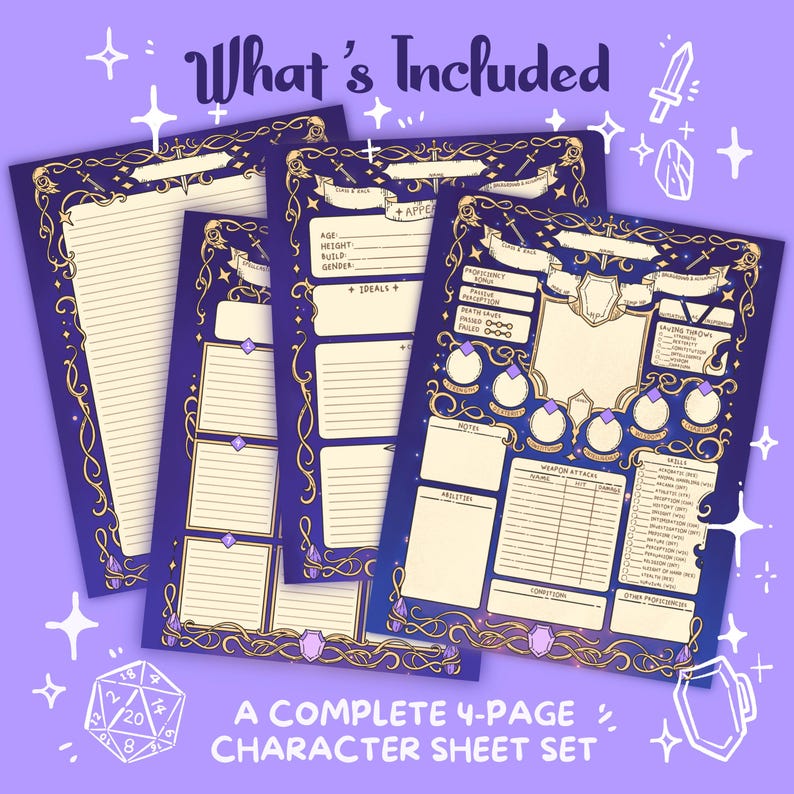 Dreambound: Dnd 5e Character Sheets | Printable Dungeons and Dragons PDF - Etsy UK
