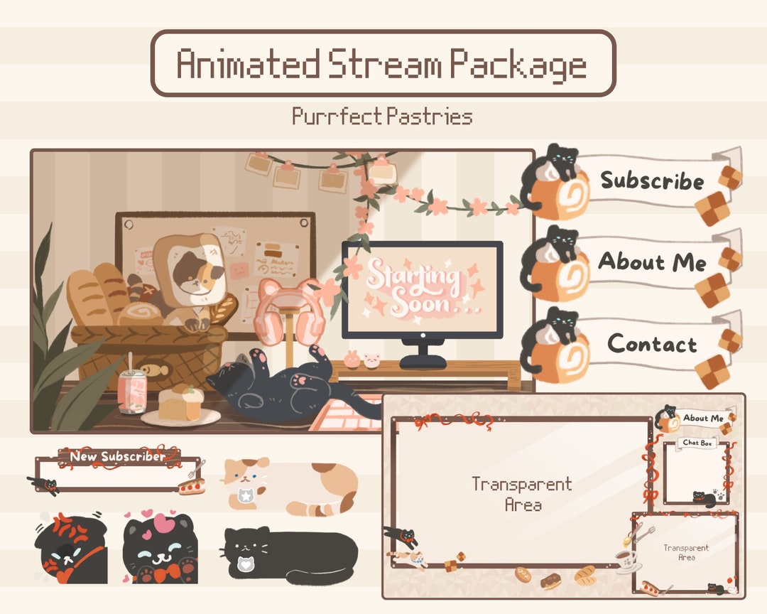 Animated Cozy Stream Overlay For Twitch Cozy Overlay Stream Package