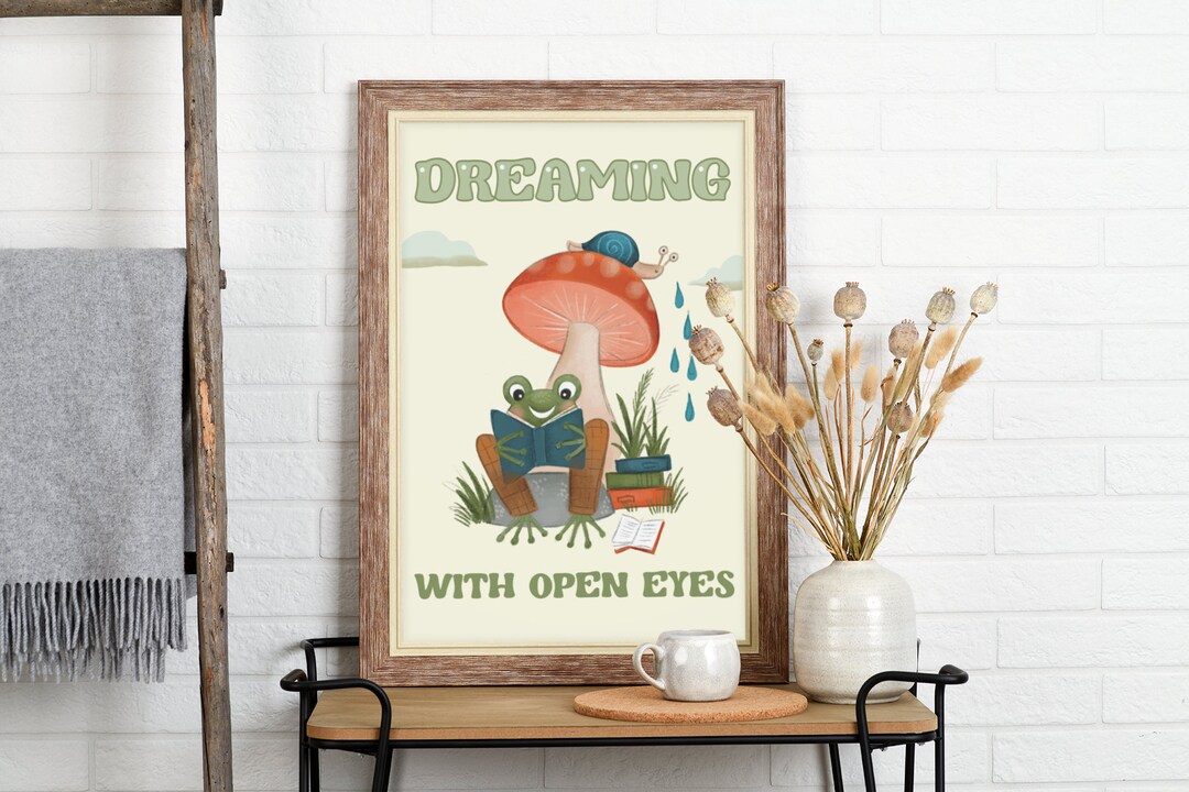 Groovy Frog Printable | Retro Frog Wall Art Print | Cottagecore Art ...