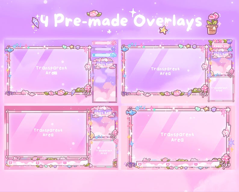Pink Animated Stream Overlay: Cozy Cottagecore Twitch Package, Vtuber ...