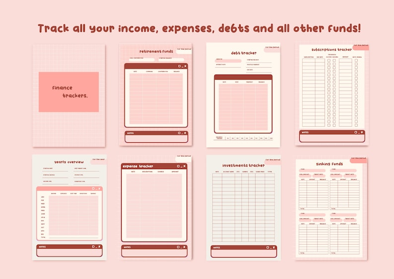Pink Budget Planner Kit: Monthly Finance Tracker (digital Download) - Etsy