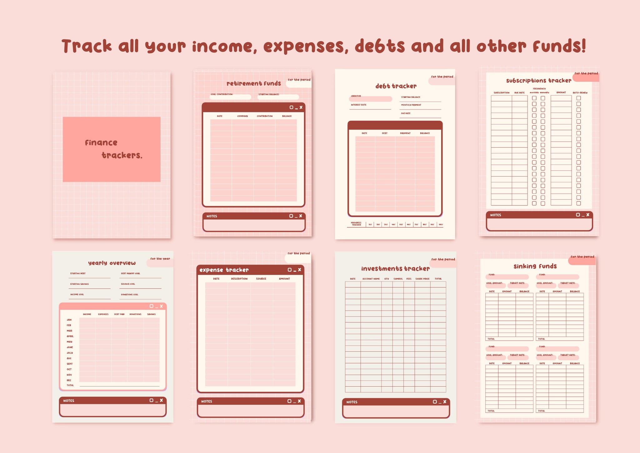 Printable Budget Planner Bundle Pink Budget Planner Kit - Etsy