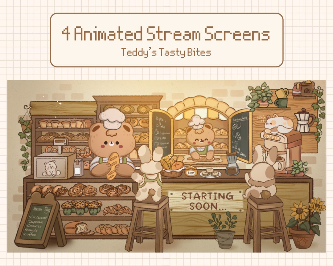 Animated Bakery Theme Stream Screens: Cozy Twitch/youtube Graphics ...
