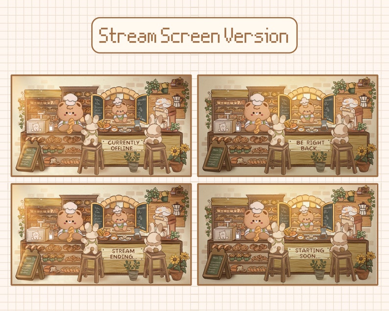 Animated Bakery Theme Stream Screens: Cozy Twitch/youtube Graphics ...