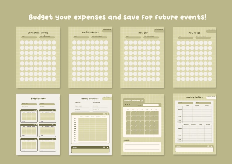 Green Printable Budget Planner Bundle Budget Planner Kit - Etsy