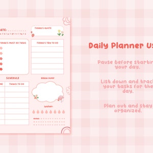 Strawberry Planner | Pink Daily Planner, Weekly Planner, Monthly ...