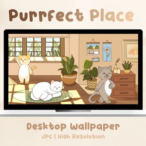 Purrfect Place | Cute Desktop Wallpaper | Cozy Desktop Wallpaper | Lofi ...