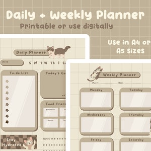 Cat Printable Planner | Daily Planner | Weekly Planner | Kawaii Planner 