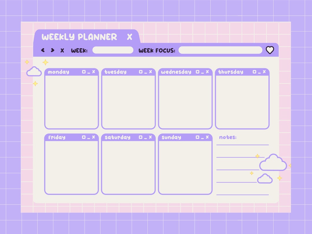 Digital Download Cute Purple Daily / Weekly / Monthly Planner and ...