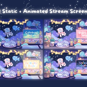 Celestial Animated Stream Overlay: Cozy Twitch Package, Vtuber Assets ...