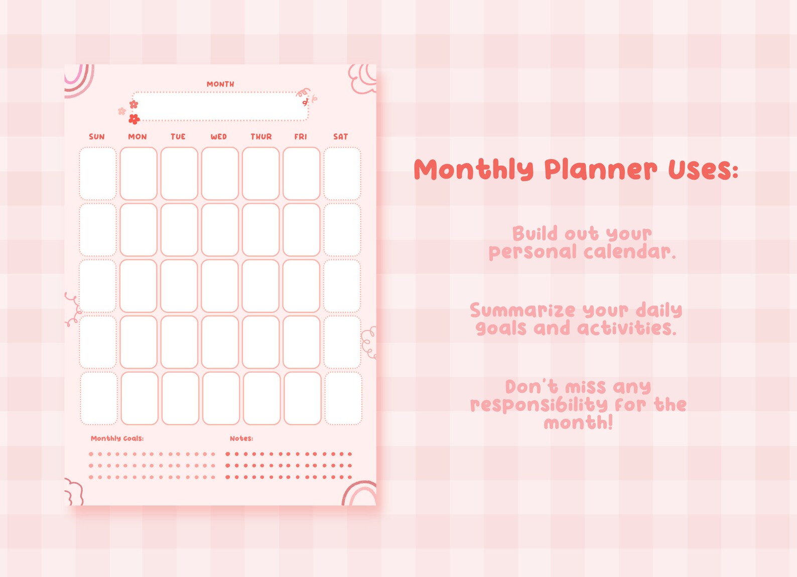 Strawberry Planner Pink Daily Planner, Weekly Planner, Monthly Planner ...