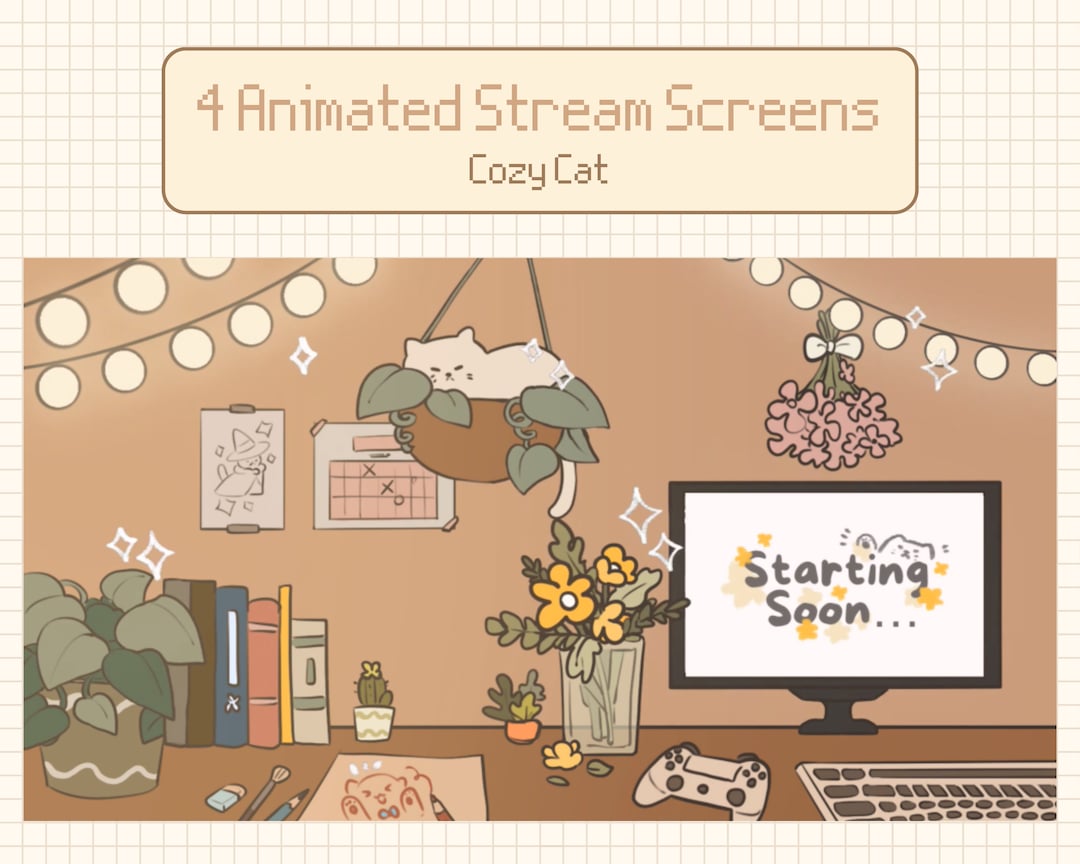 4 Animated Cozy Stream Screens for Twitch, Youtube | Twitch Overlay ...